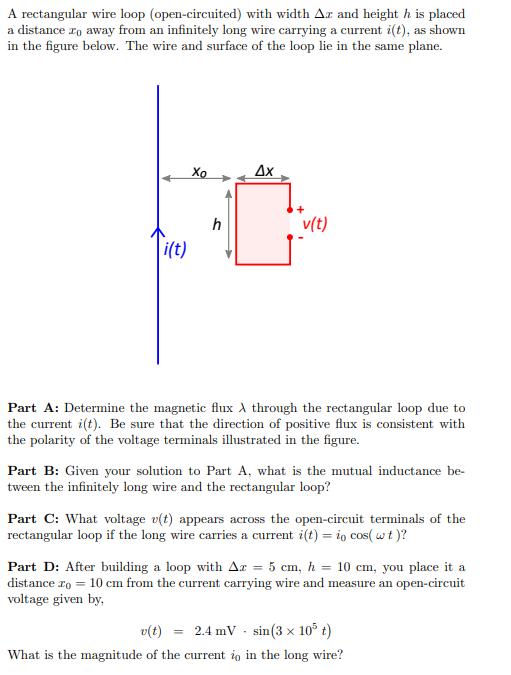 Solved A rectangular wire loop (open-circuited) with width | Chegg.com