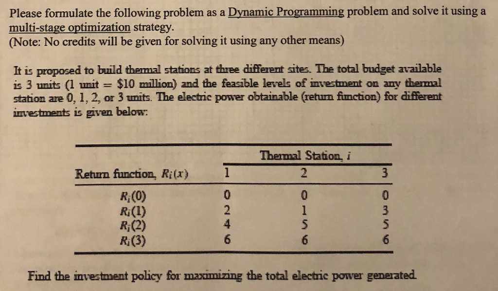 Solved Please formulate the following problem as a Dynamic | Chegg.com