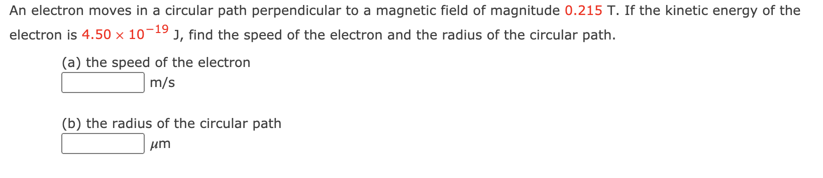 Solved An electron moves in a circular path perpendicular to | Chegg.com