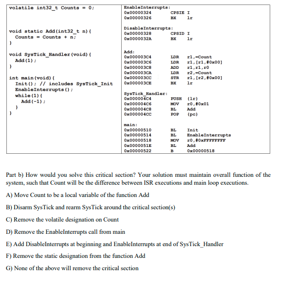 Solved Part b) How would you solve this critical section? | Chegg.com