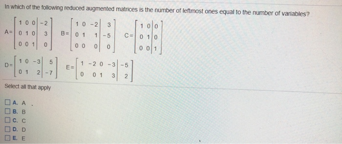 Solved State whether or not the matrix is in reduced form. 1 | Chegg.com