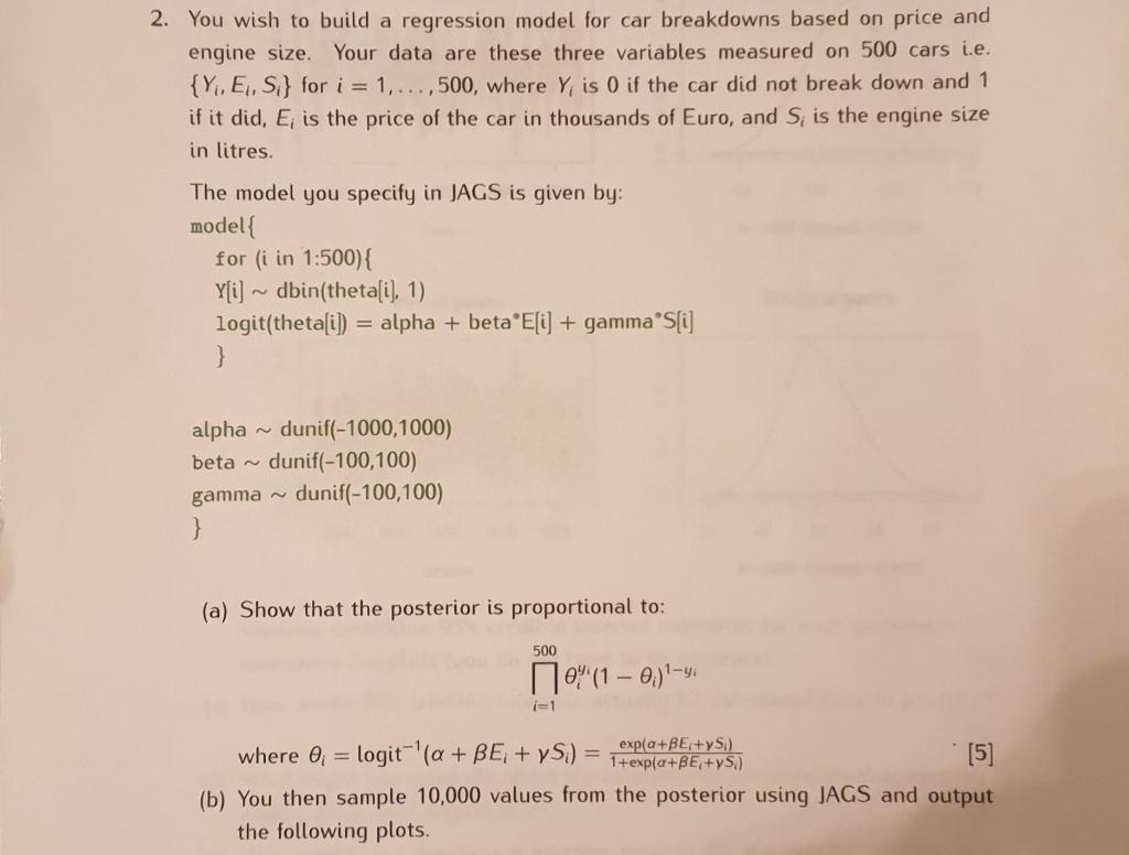 2. You wish to build a regression model for car | Chegg.com