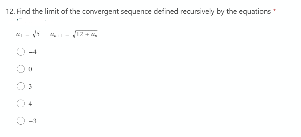 Solved 12. Find the limit of the convergent sequence defined | Chegg.com