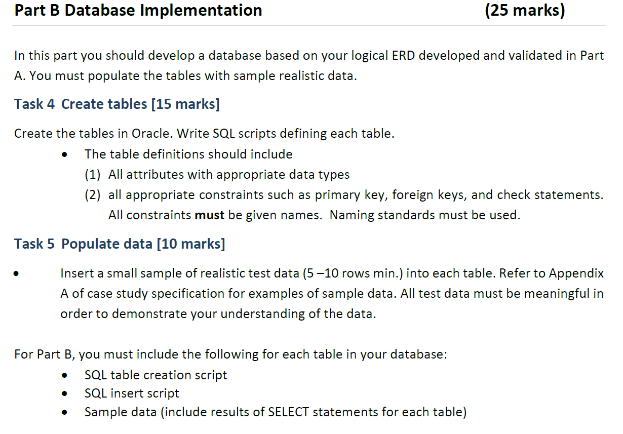 INFS601 Case Study for Database Project Assignment A | Chegg.com