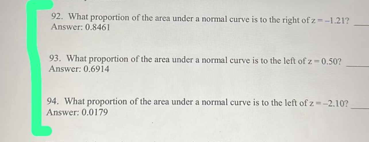 Solved What proportion of the area under a normal curve is | Chegg.com