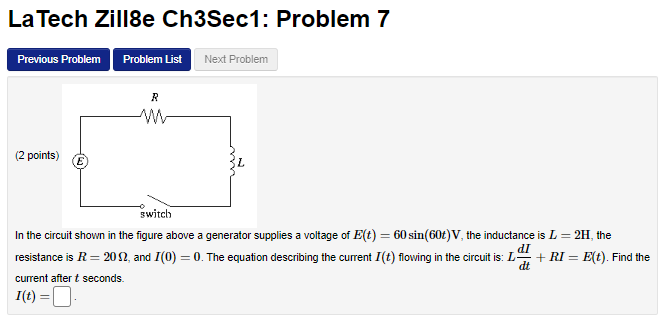 Solved LaTech Zill8e Ch3Sec1: Problem 7 (2 points) In the | Chegg.com