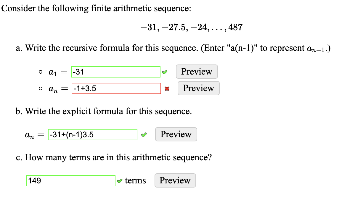 Solved Consider the following finite arithmetic sequence: | Chegg.com