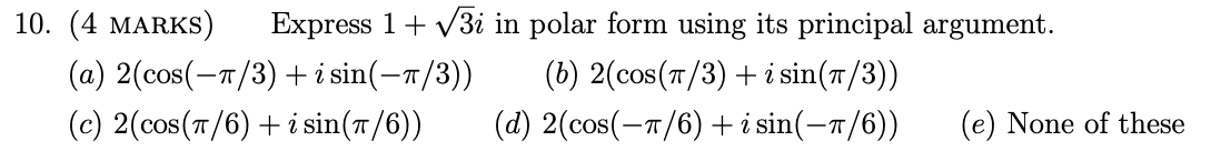 Solved 0. (4 MARKS) Express 1+3i in polar form using its | Chegg.com
