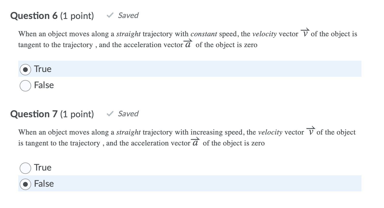 Solved Question 6 (1 point) Saved When an object moves along | Chegg.com