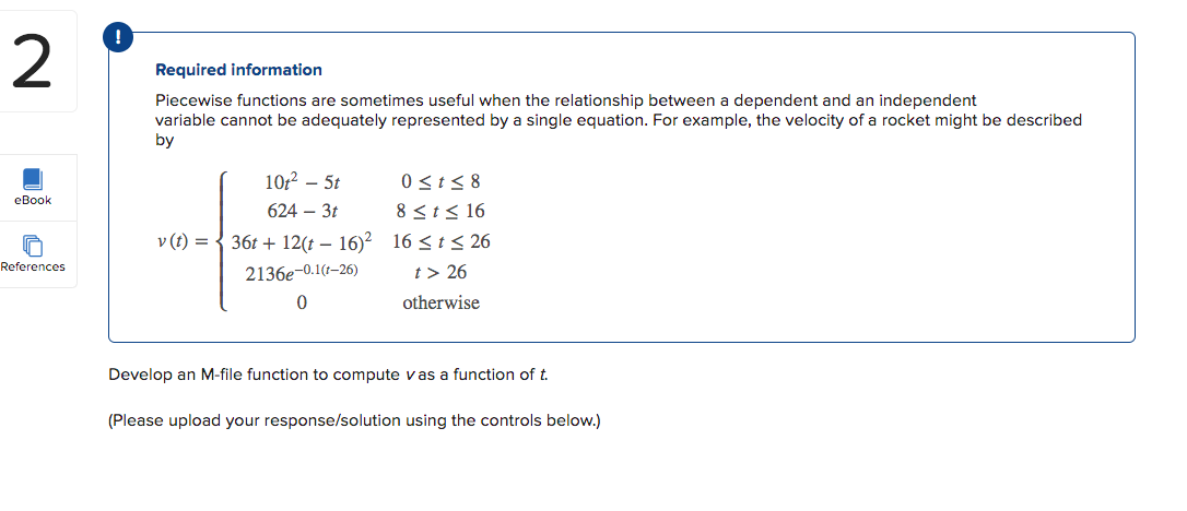 Solved 2 Required information Piecewise functions are | Chegg.com