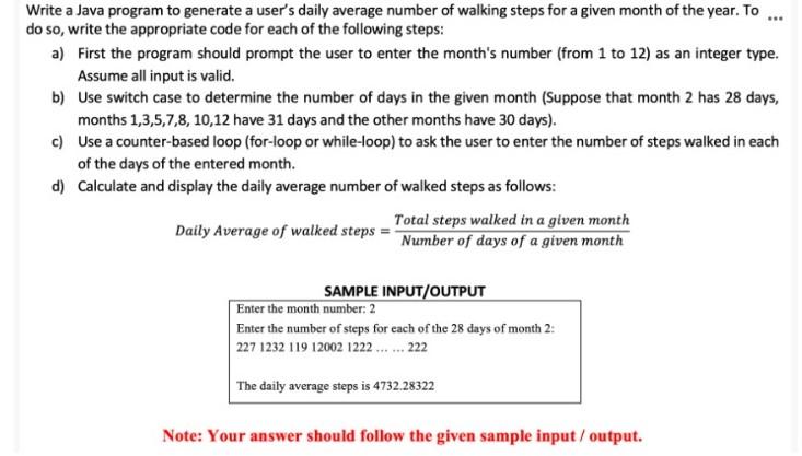 Solved Write a Java program to generate a user's daily | Chegg.com