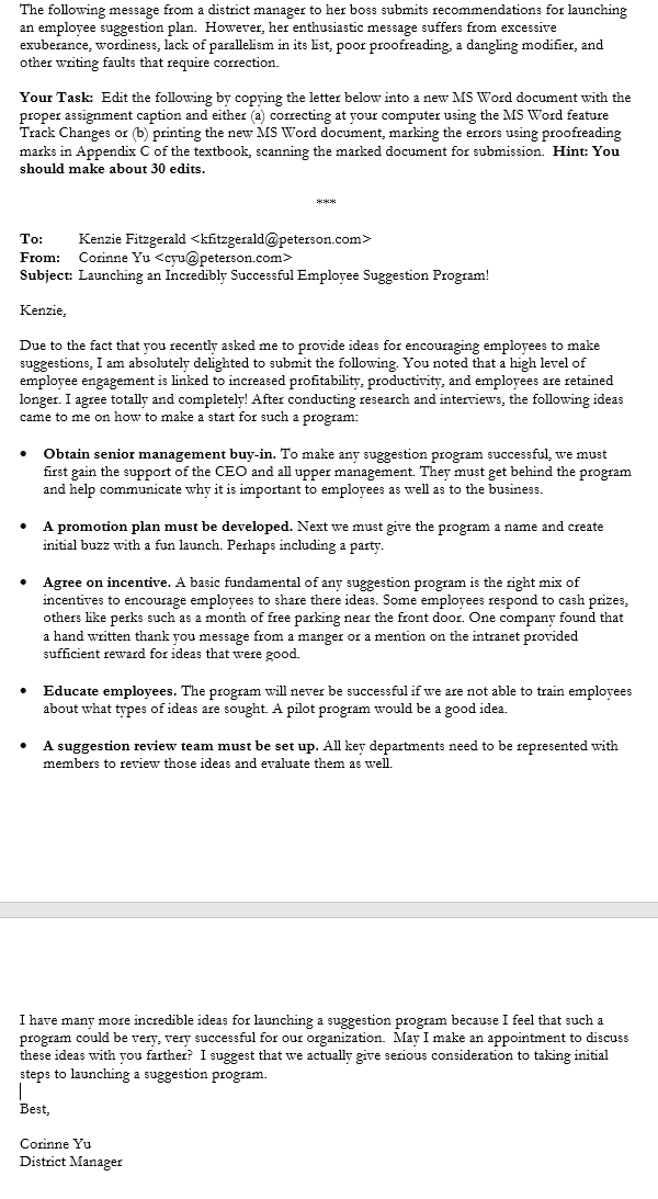 The following message from a district manager to her | Chegg.com