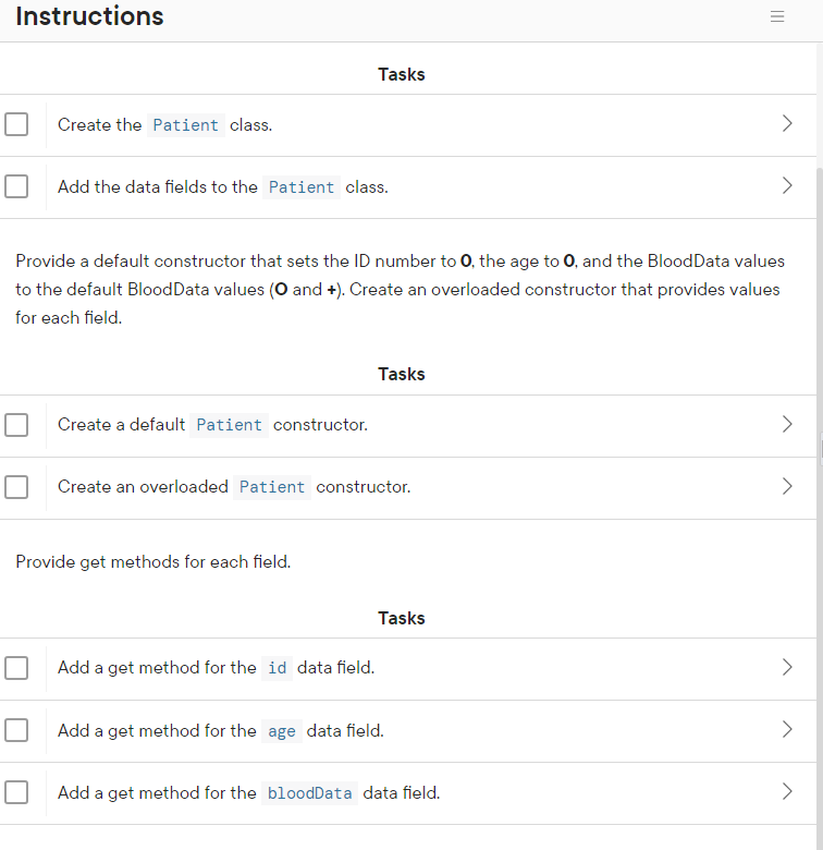 Solved Create a class named that includes fields that hold a | Chegg.com