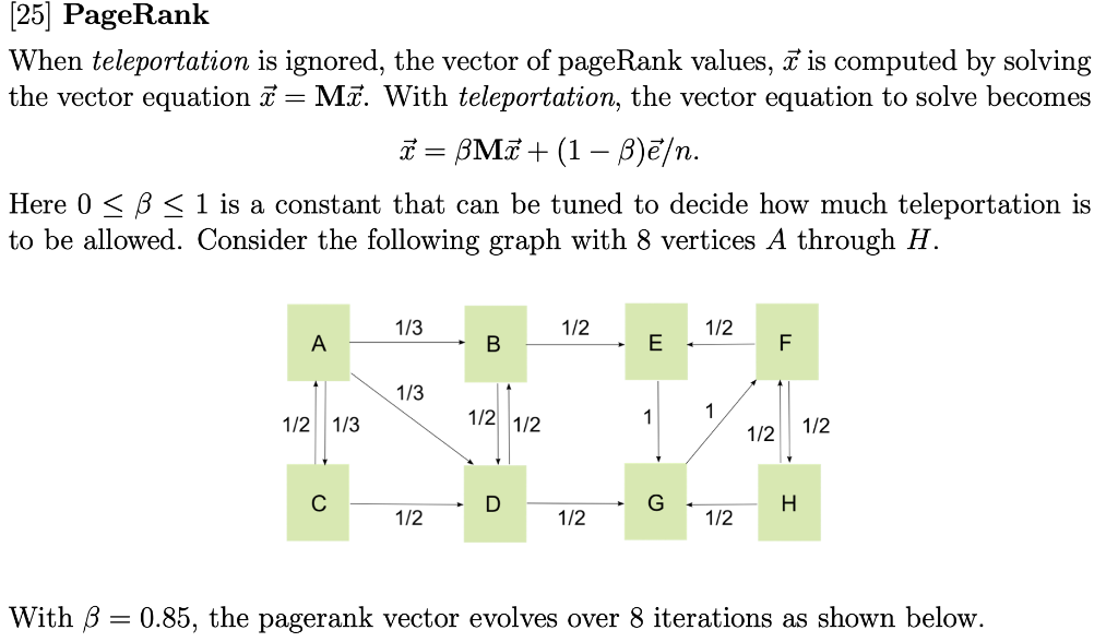 [25] PageRank When teleportation is ignored, the | Chegg.com