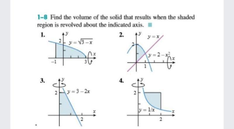 Solved 1-8 Find the volume of the solid that results when | Chegg.com