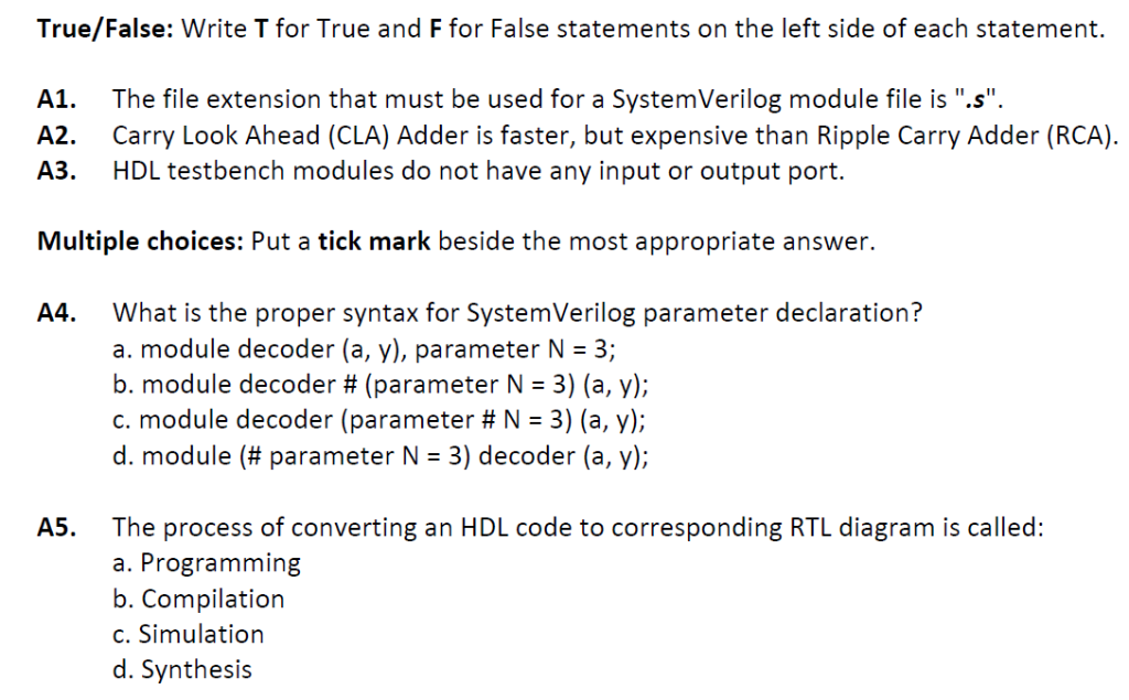 Solved True/False: Write T for True and F for False | Chegg.com