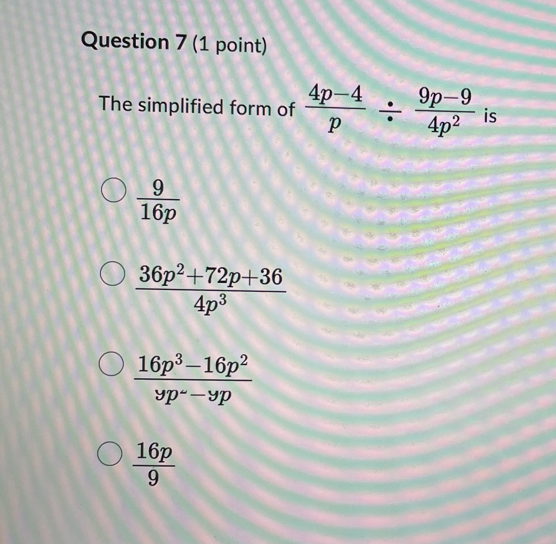 Solved simplified form of p4p−4÷4p29p−9 is | Chegg.com