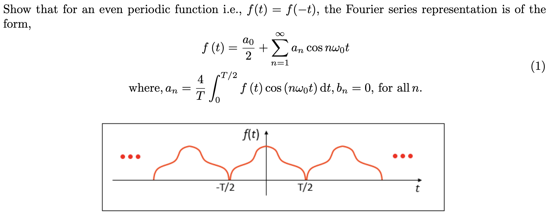 Solved ao Show that for an even periodic function i.e., f(t) | Chegg.com
