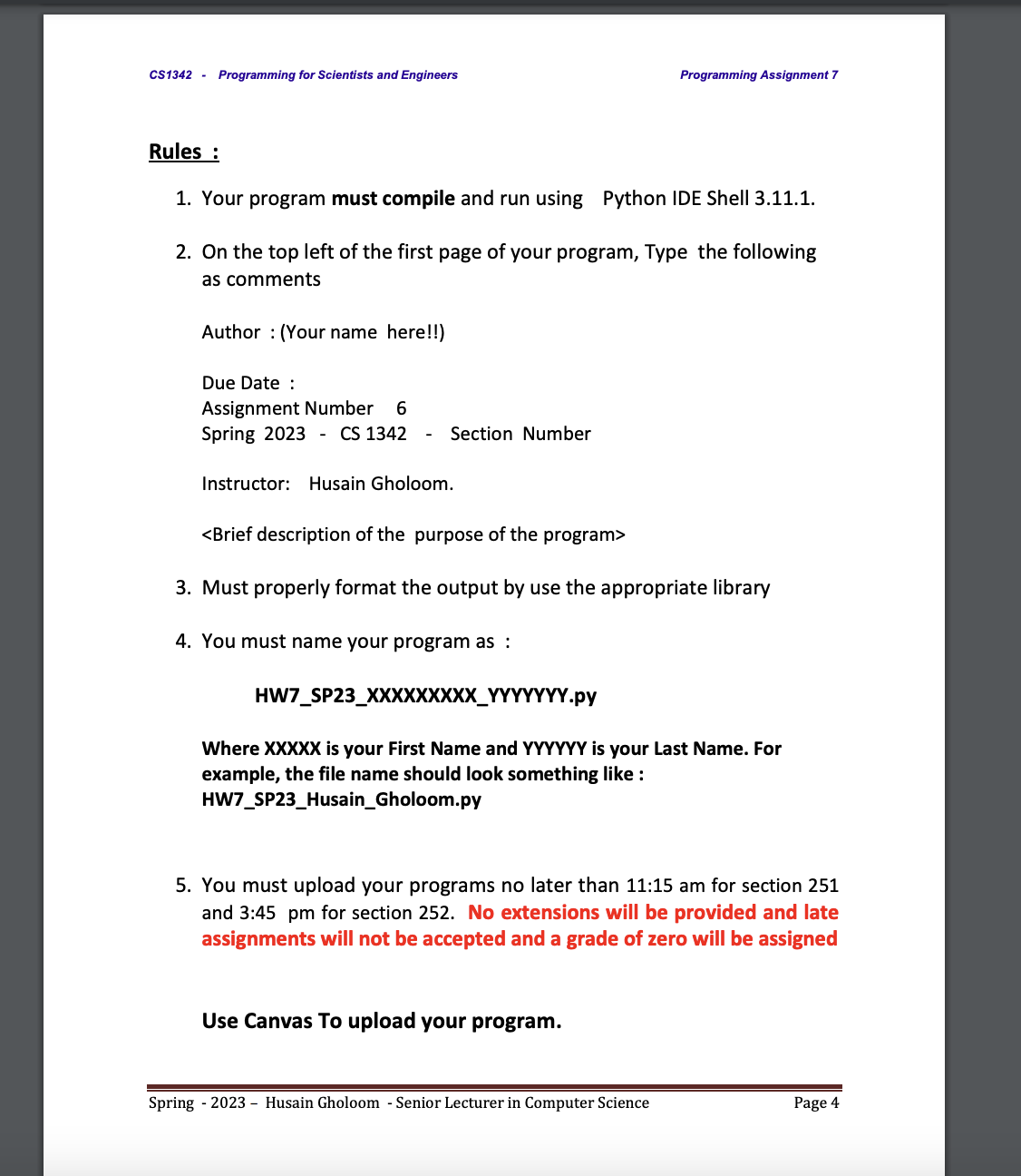 CS 1342 Programming 7 15% of your final grade Due | Chegg.com