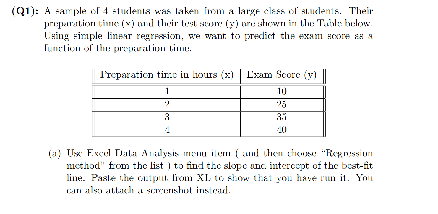 Solved (Q1): A sample of 4 students was taken from a large | Chegg.com