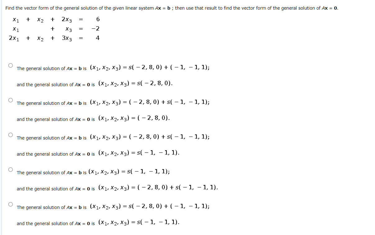 Solved Find the vector form of the general solution of the | Chegg.com