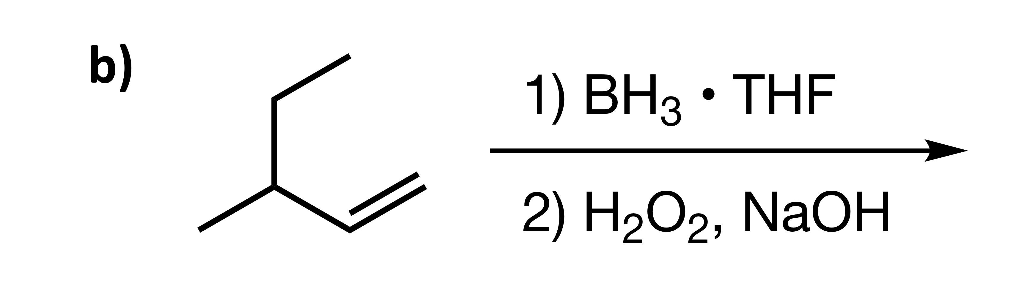 Solved b) 1) BH3 · THE 2) H2O2, NaOH c) Br2, H2O a) Cl2 | Chegg.com