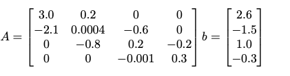 Solved Solve by hand the following tridiagonal matrix system | Chegg.com