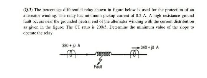 Solved (Q.3) The percentage differential relay shown in | Chegg.com