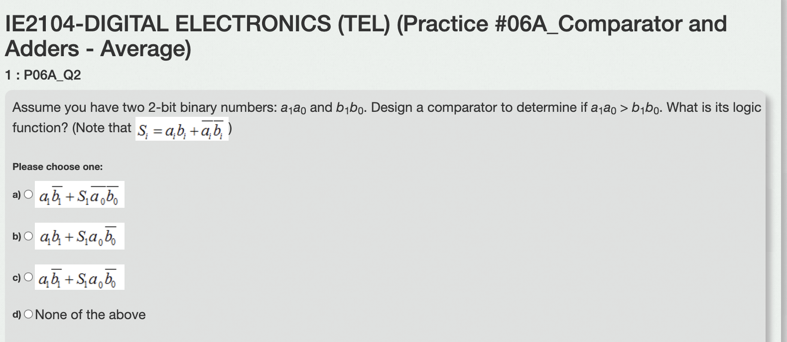 Solved IE2104-DIGITAL ELECTRONICS (TEL) (Practice | Chegg.com