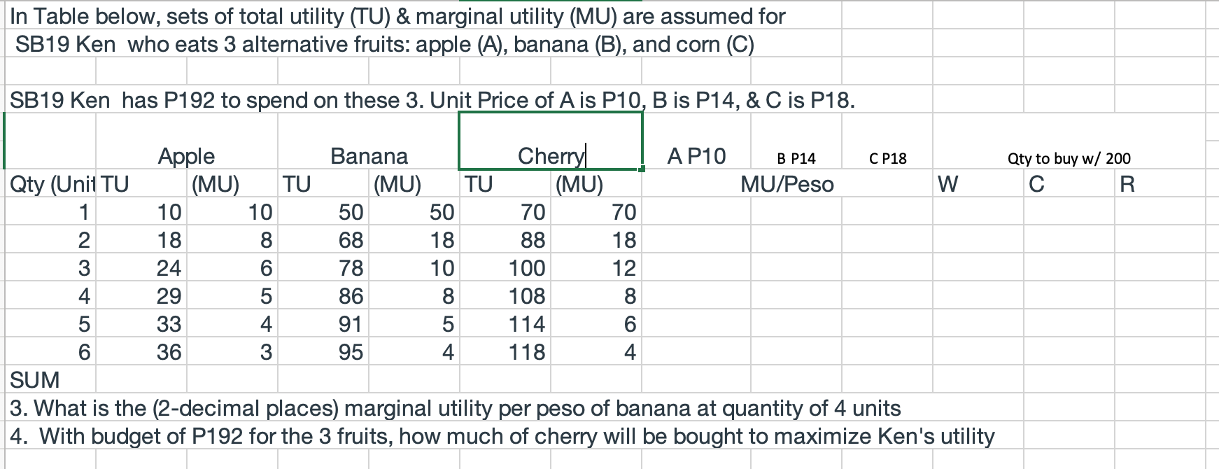 Solved In Table below, sets of total utility (TU) ﻿& | Chegg.com