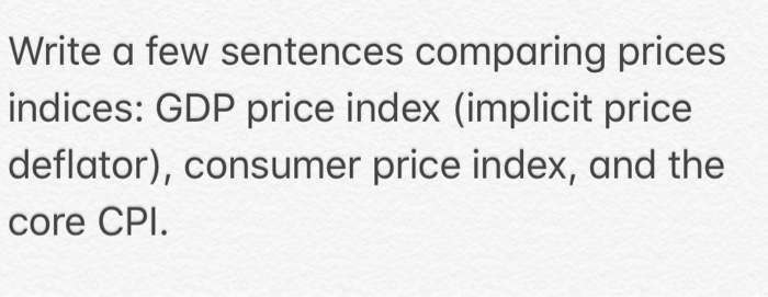 Solved Write a few sentences comparing prices indices: GDP | Chegg.com