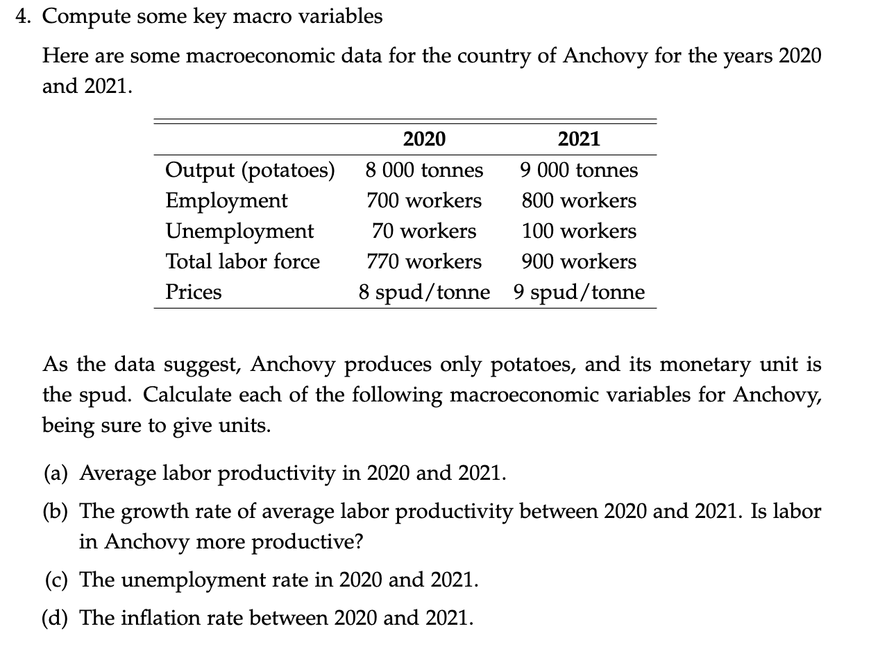 Solved 4. ﻿Compute some key macro variablesHere are some | Chegg.com