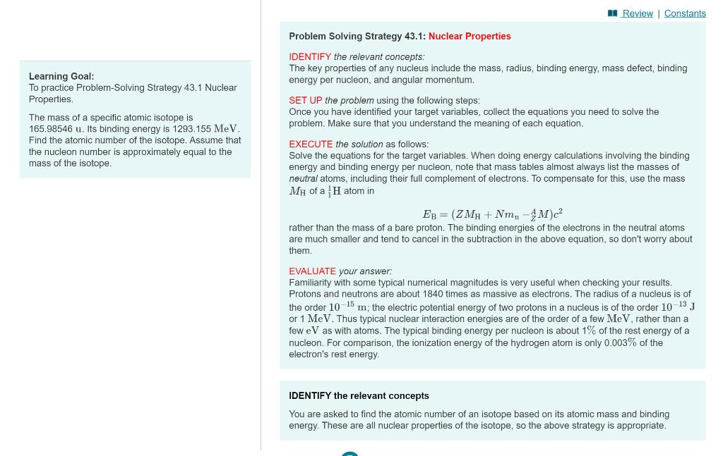 Solved Problem Solving Strategy 43.1: Nuclear Properties | Chegg.com