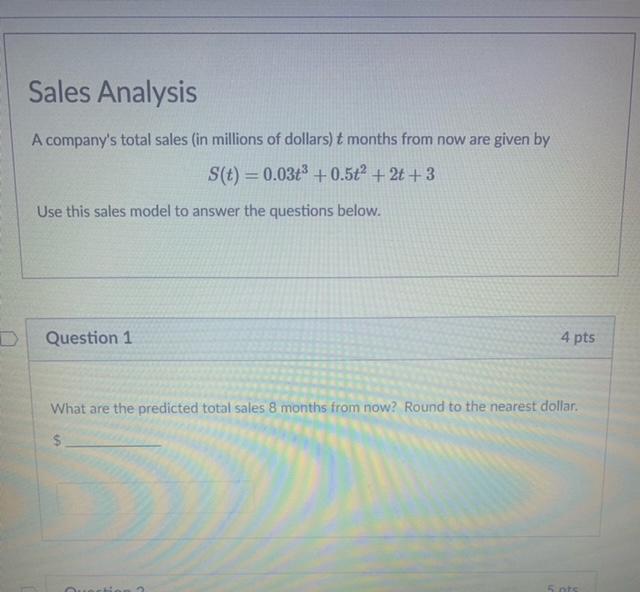 Solved Sales Analysis A company's total sales (in millions | Chegg.com