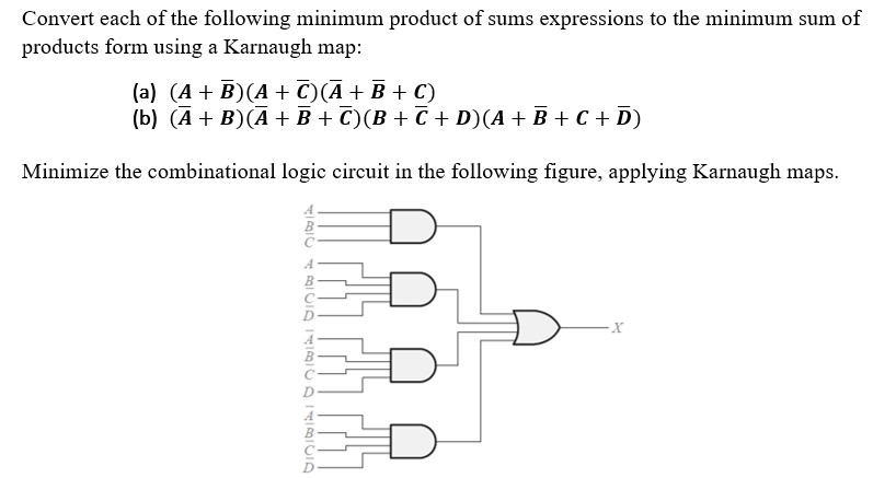Solved Convert each of the following minimum product of sums | Chegg.com
