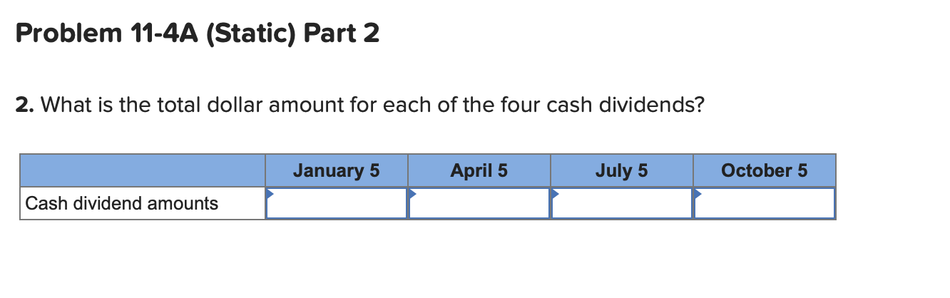 Solved Problem 11-4A (Static) Analyzing changes in | Chegg.com