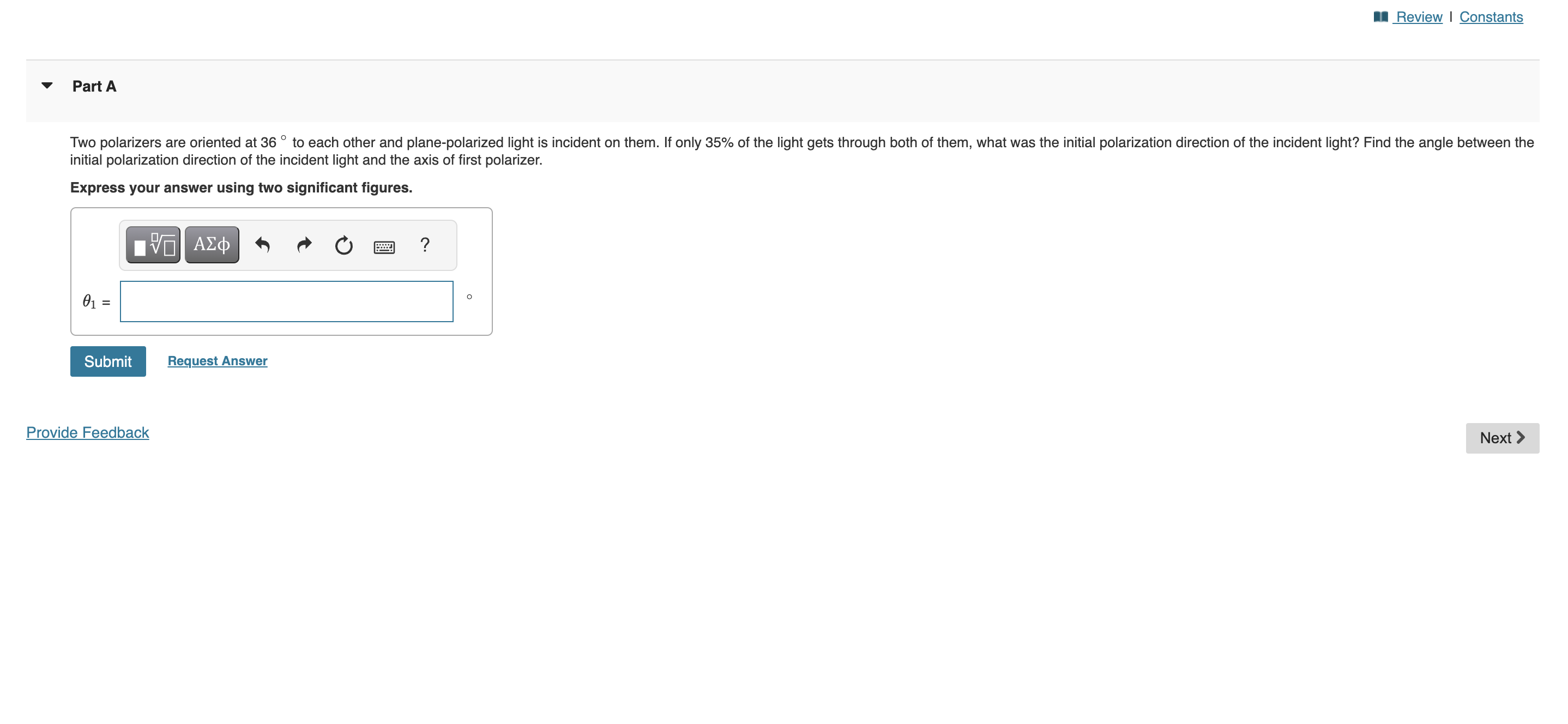 Solved initial polarization direction of the incident light | Chegg.com