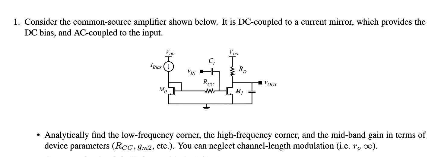 Solved Consider the common-source amplifier shown below. It | Chegg.com
