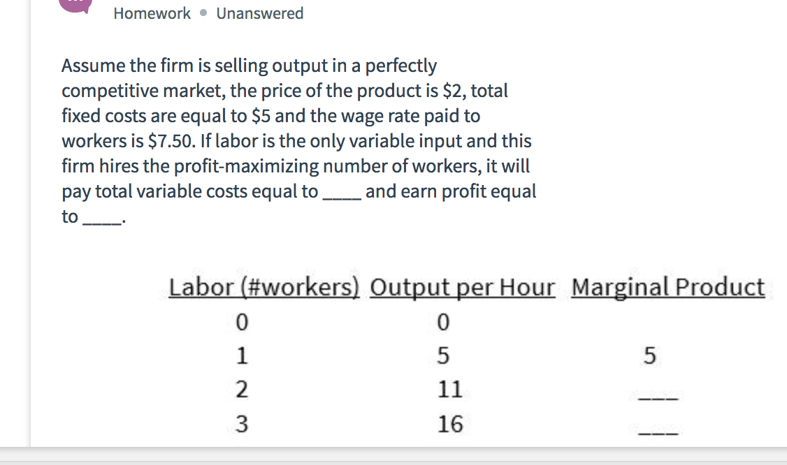 Solved An increase in the marginal product of workers would | Chegg.com