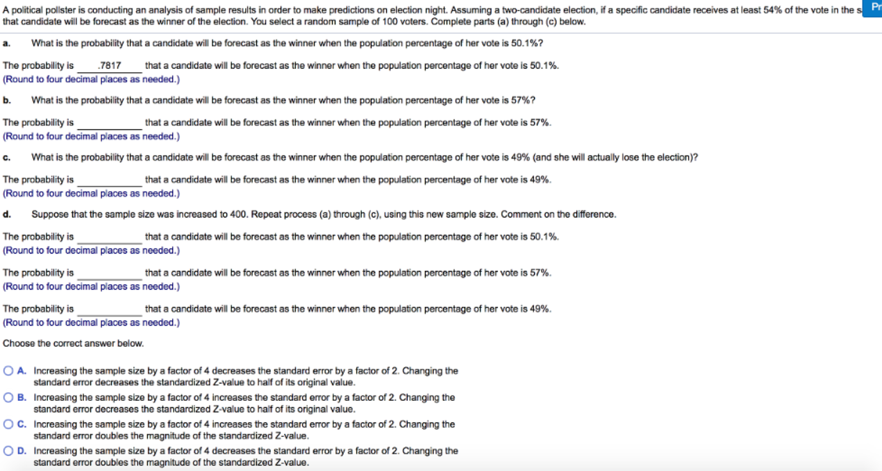 Solved er A political pollster is conducting an analysis of | Chegg.com