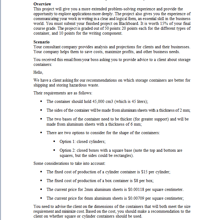 Solved Overview This project will give you a more extended | Chegg.com