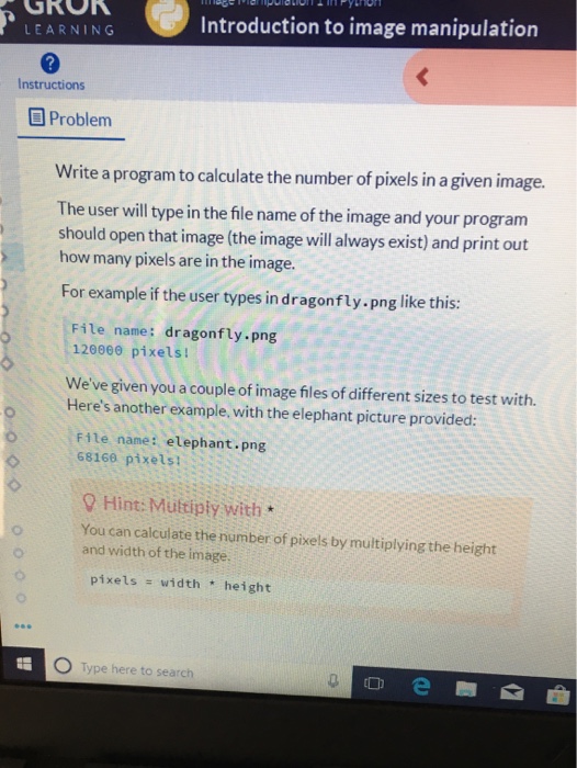 Solved Introduction to image manipulation LEARNING | Chegg.com