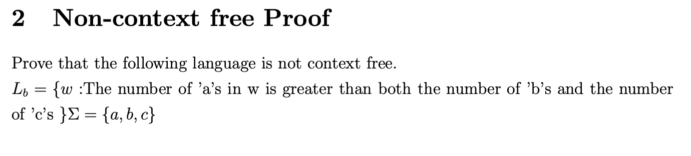 Solved 2 Non-context free Proof Prove that the following | Chegg.com