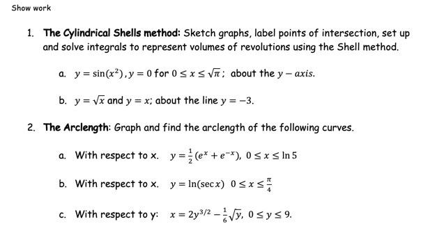 Solved 1. The Cylindrical Shells method: Sketch graphs, | Chegg.com