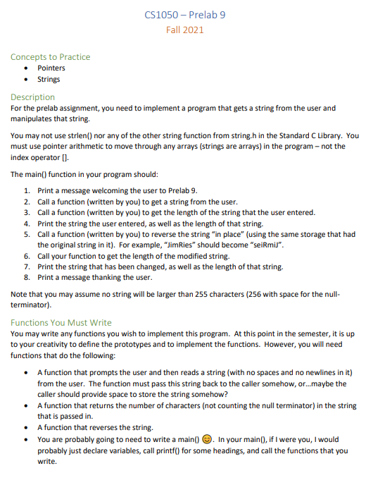 Solved CS1050 - Prelab 9 Fall 2021 Concepts to Practice | Chegg.com