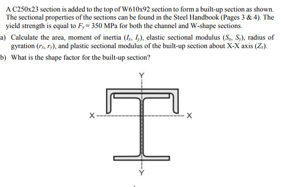 A C250x23 section is added to the top of W610x92 | Chegg.com
