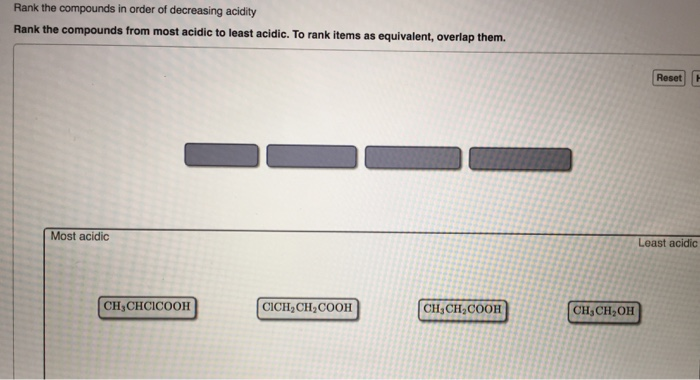 Solved Rank The Compounds In Order Of Decreasing Acidity