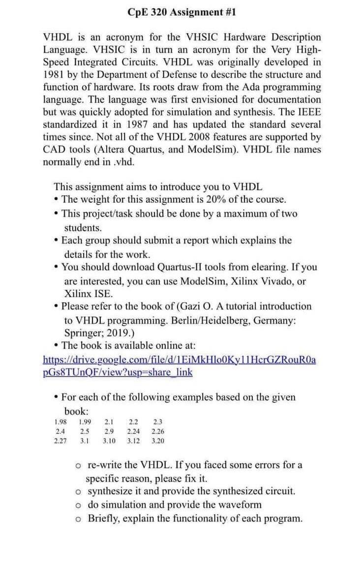 Solved Language. VHSIC is in turn an acronym for the Very | Chegg.com