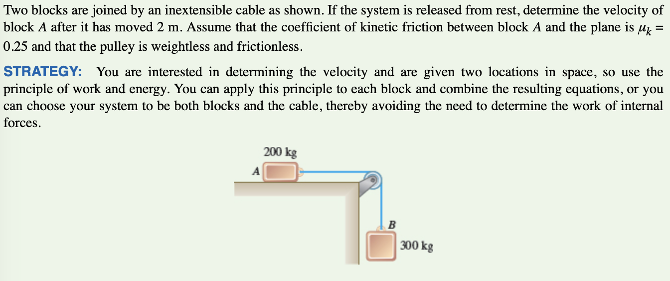 Solved Two blocks are joined by an inextensible cable as | Chegg.com
