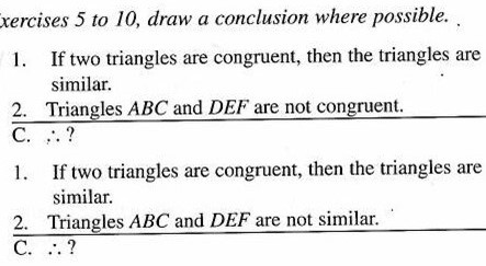 Solved xercises 5 to 10, draw a conclusion where possible. | Chegg.com